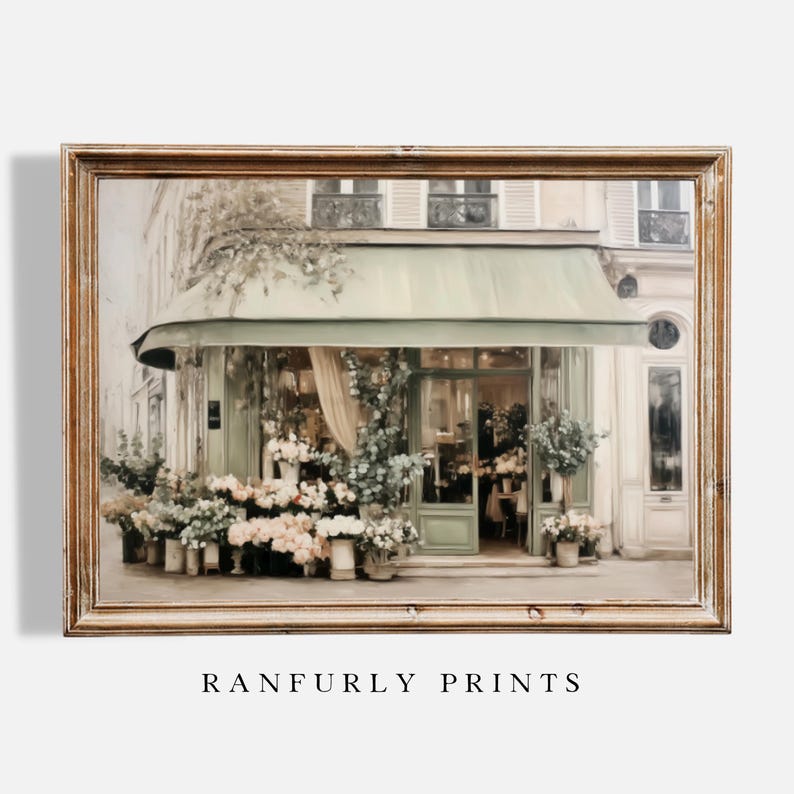 French Flower Shop Print | Parisian Floral Boutique Digital Download ...