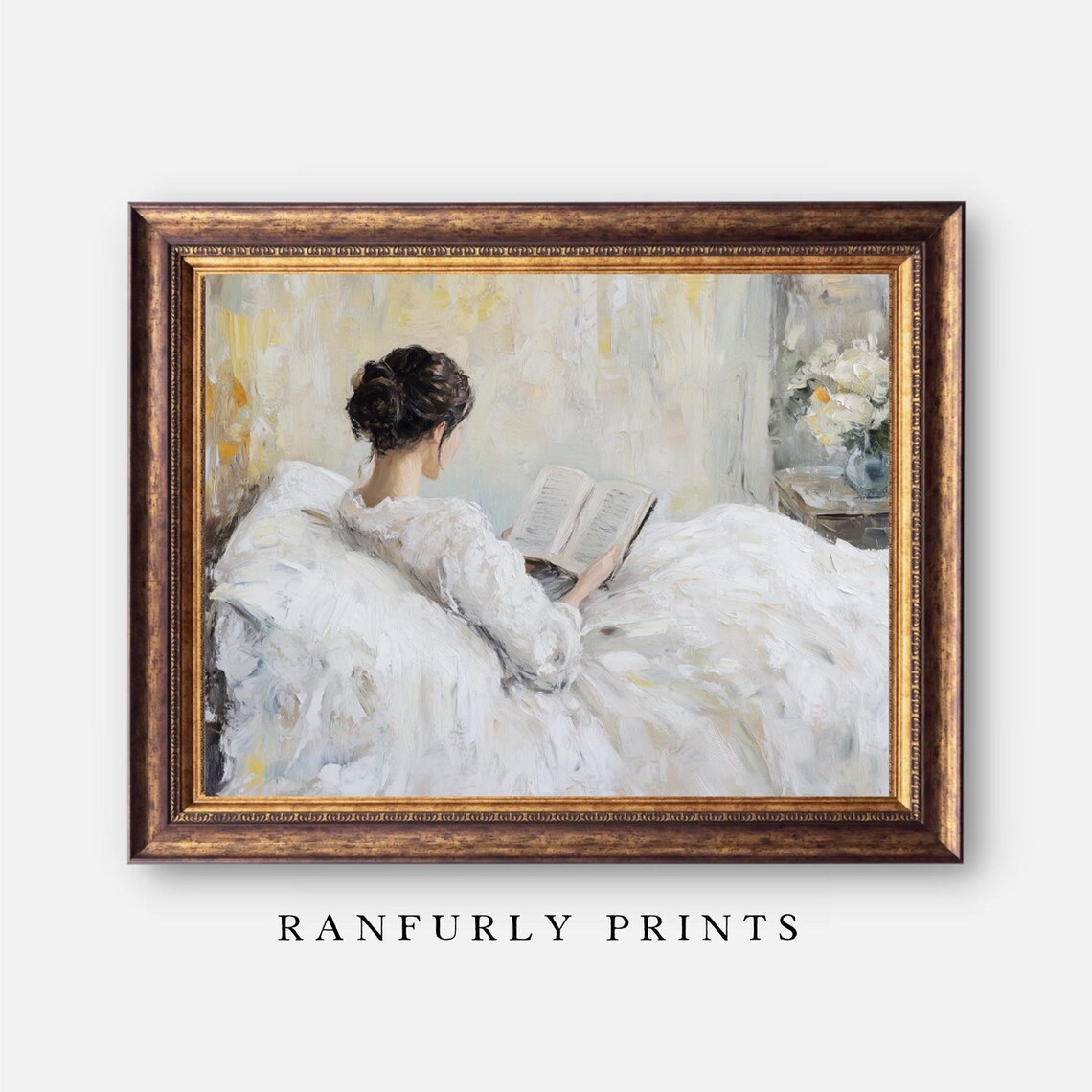 Portrait Woman Reading | Vintage Print Bedroom Wall Decor Digital ...