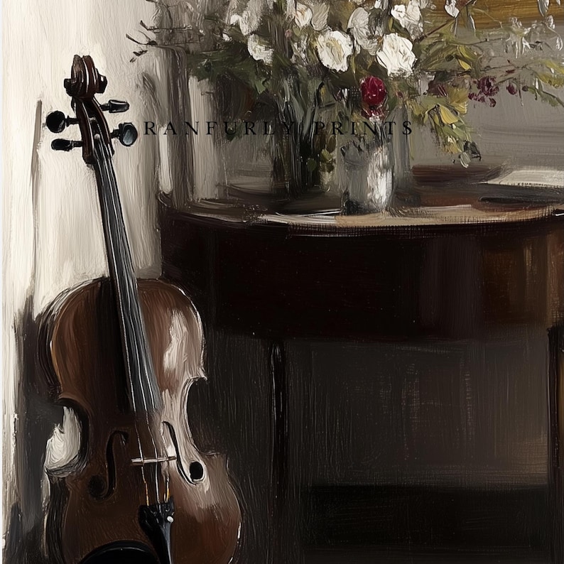 Cello Art Print, Interior Scene With Musical Instrument, Classical Wall ...