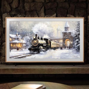 Christmas Express Train ,samsung Frame TV Art, Moody Winter Landscape ...