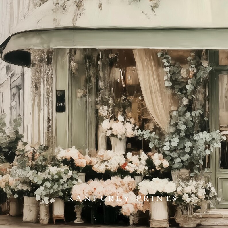 French Flower Shop Print | Parisian Floral Boutique Digital Download ...