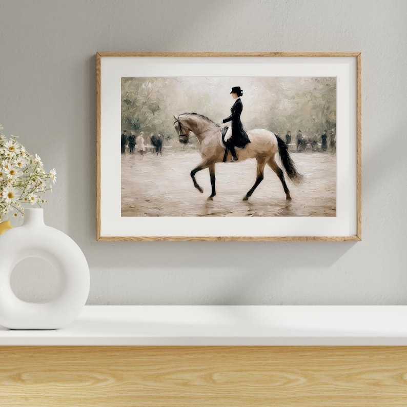 Elegant Equestrian Dressage Rider Print | Vintage Horse Art | Digital ...