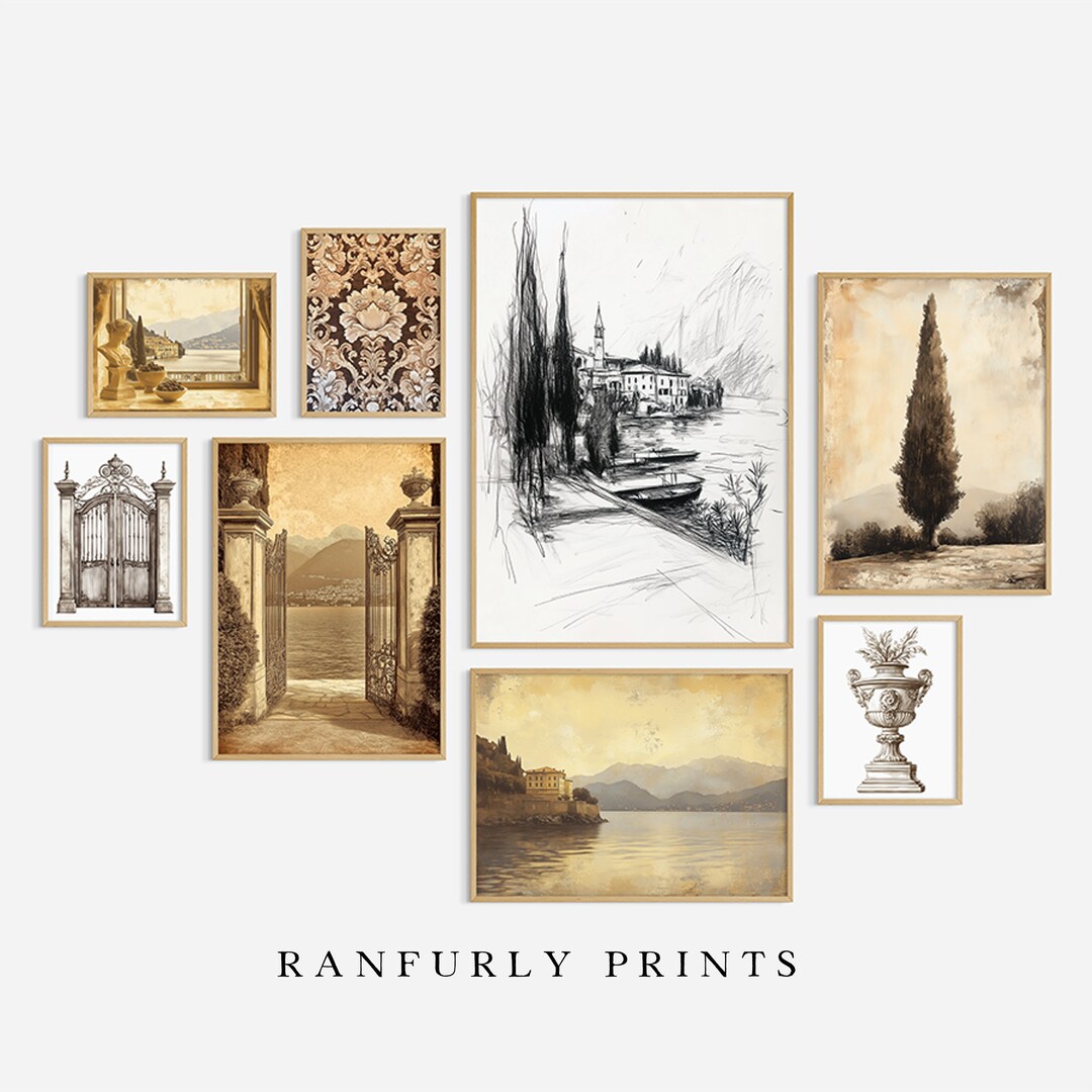 Italian Landscape Print Set of 8: Rustic Tuscan Wall Art (digital ...