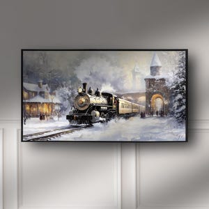 Christmas Express Train ,samsung Frame TV Art, Moody Winter Landscape ...