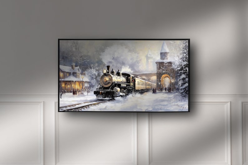 Christmas Express Train ,samsung Frame TV Art, Moody Winter Landscape ...
