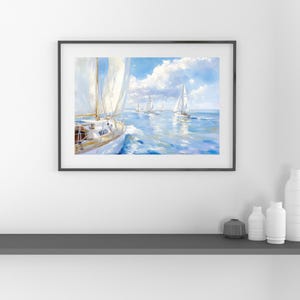 Nantucket Regatta Print: Vintage Sailboat Scene, Coastal Wall Art ...