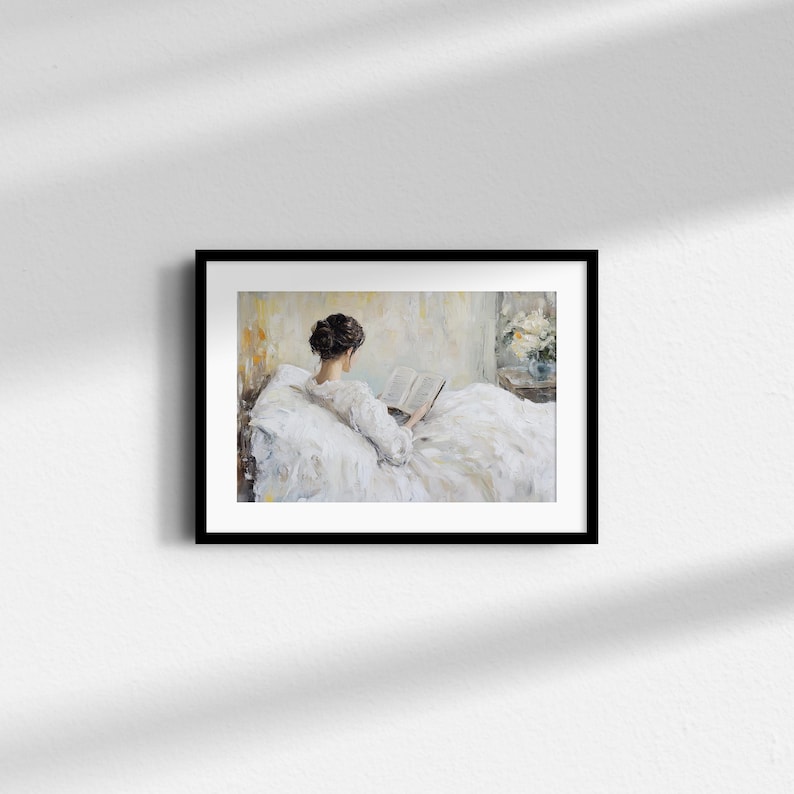 Portrait Woman Reading | Vintage Print Bedroom Wall Decor Digital ...