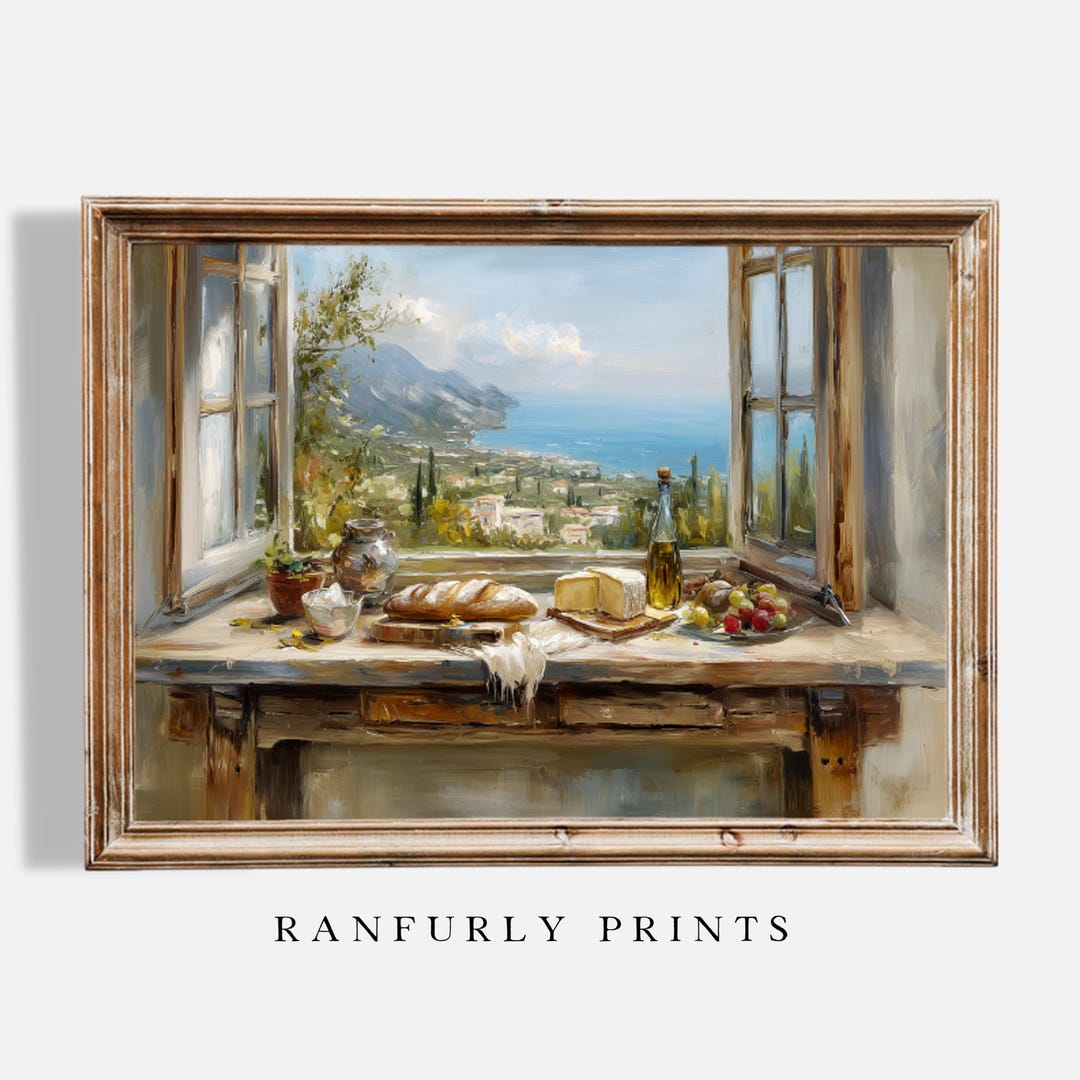 Amalfi Coast Kitchen Print – Rustic Italian Seaside Wall Art ...