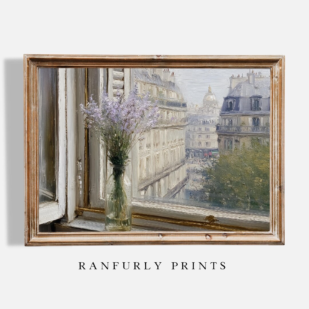 Paris Window View With Lavender – French Apartment Wall Art, Romantic ...
