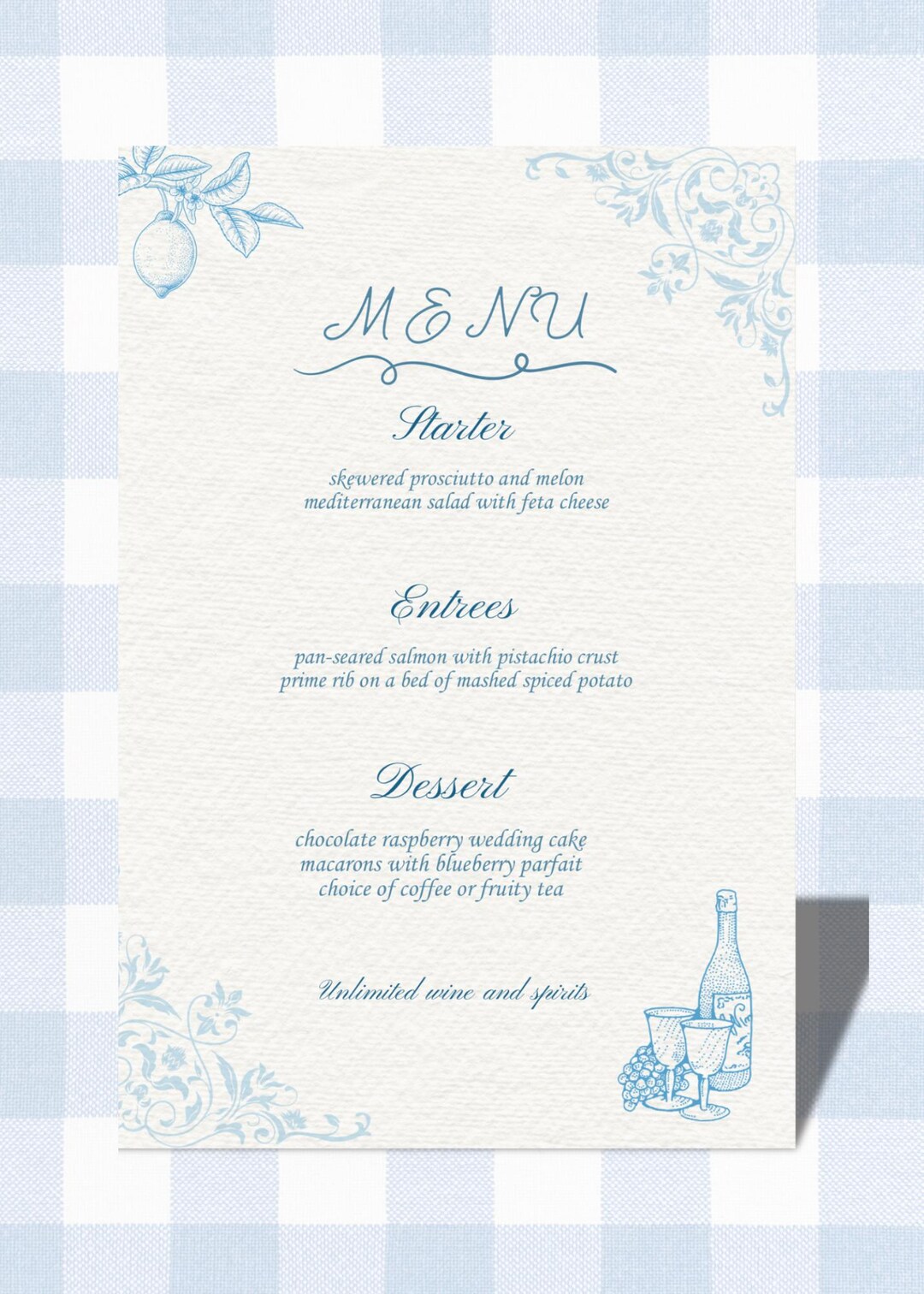 Wedding Menu, Enchanting Hand-drawn Wedding Menu - Playful and ...