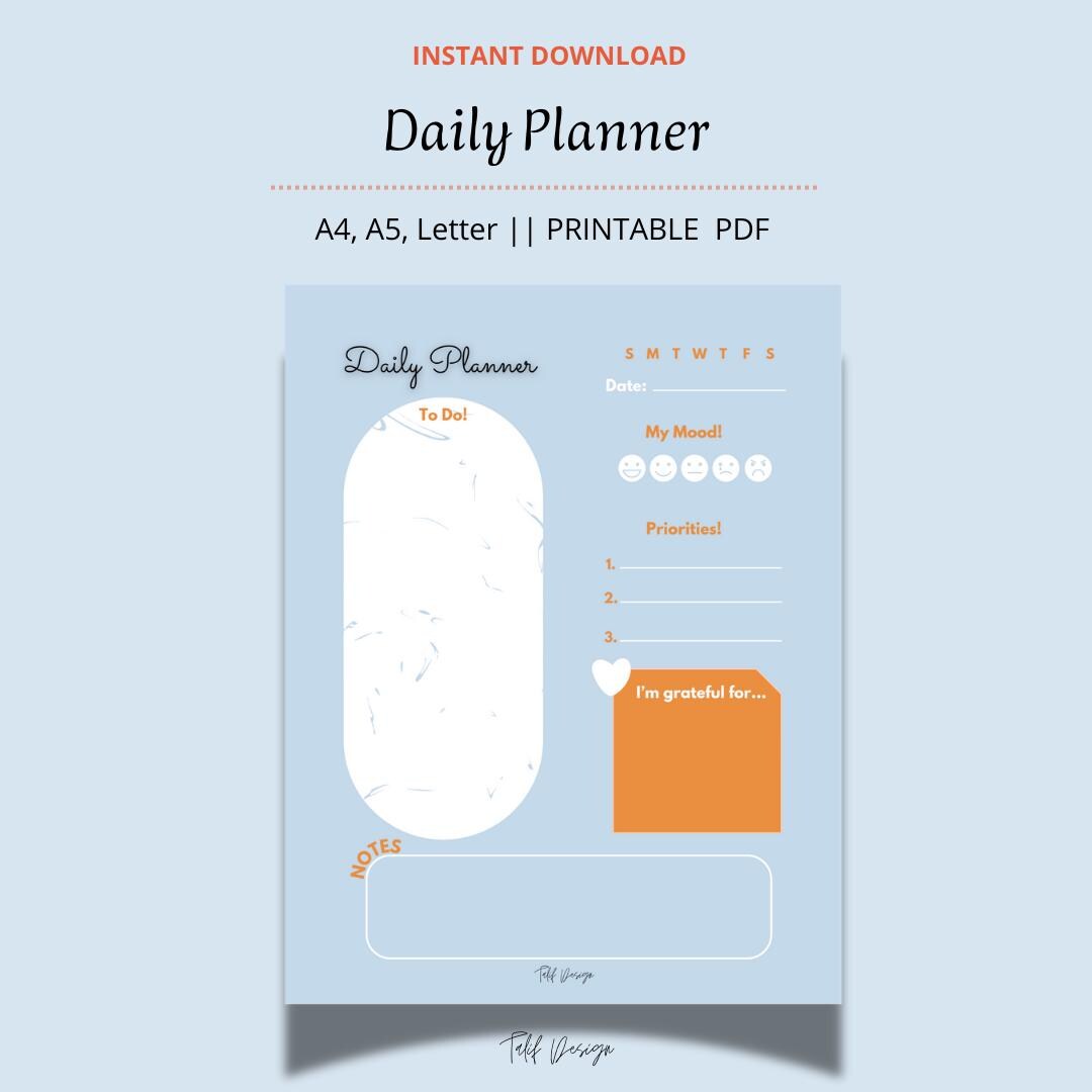 Daily Planner. Routines. A4 /A5 / Letter. Printable PDF. Daily ...