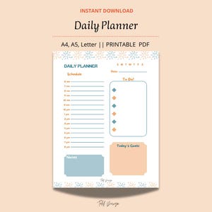Daily Planner. Daily Routines / Schedule. A4 /A5 / Letter. Printable ...