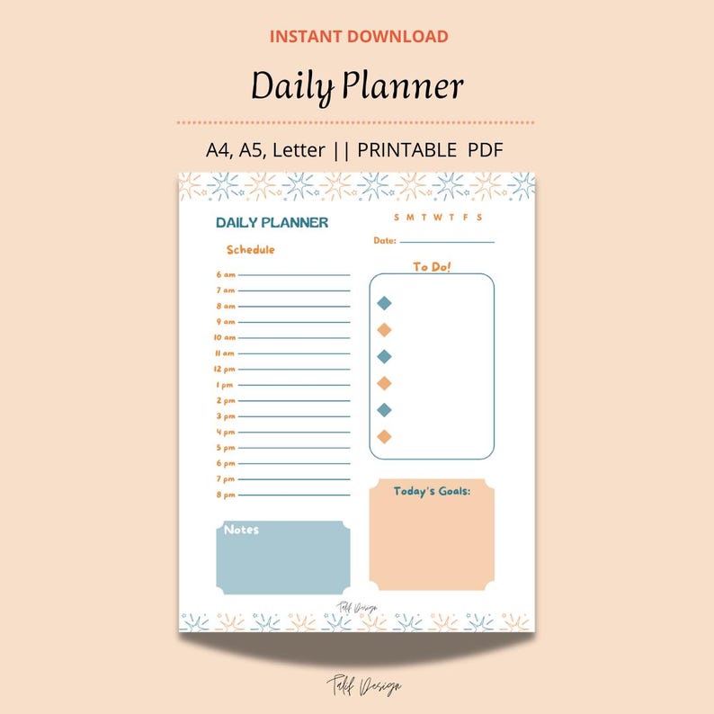 Daily Planner. Daily Routines / Schedule. A4 /A5 / Letter. Printable ...