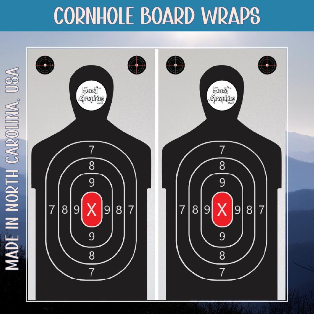 Cornhole | Body Shots Target Shooting Theme, 2 Cornhole Board Wraps ...