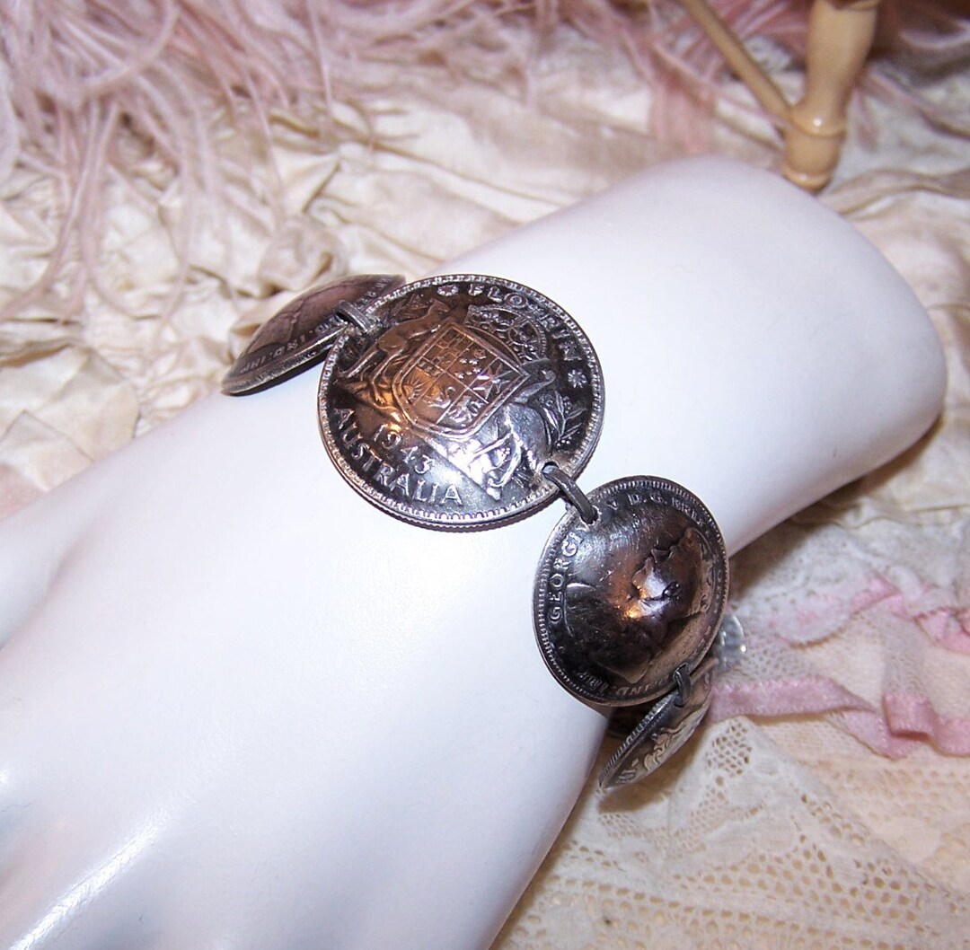 World War II Coin Silver Bracelet Coins From Australia King George V ...