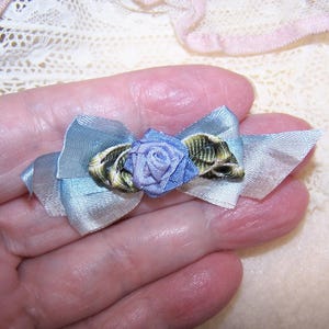 Art Deco French Revival Ribbonwork Rose - Periwinkle Blue Silk and ...
