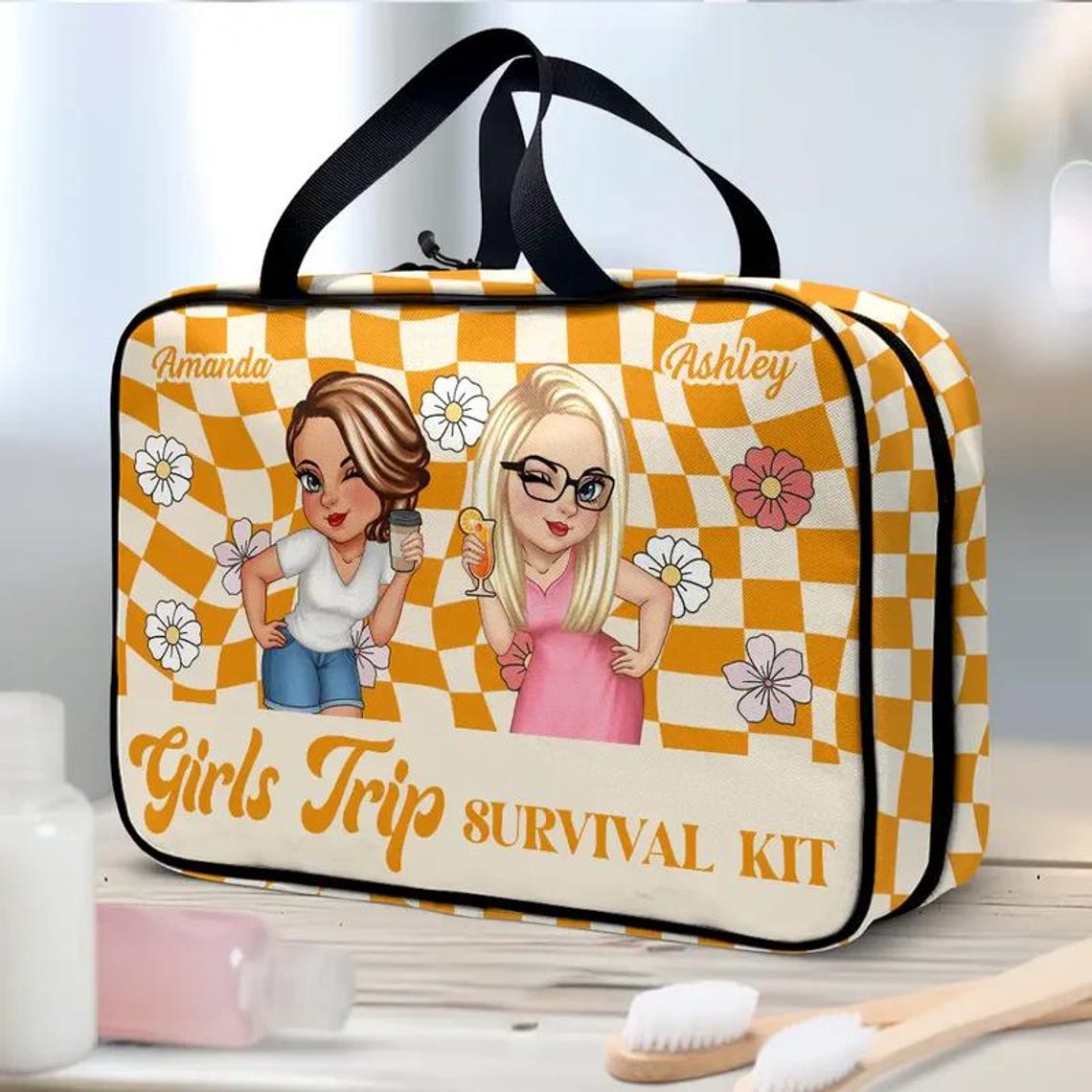 Girls Trip Survival Kit - Personalized Toiletry Bag, Custom Makeup Bag ...