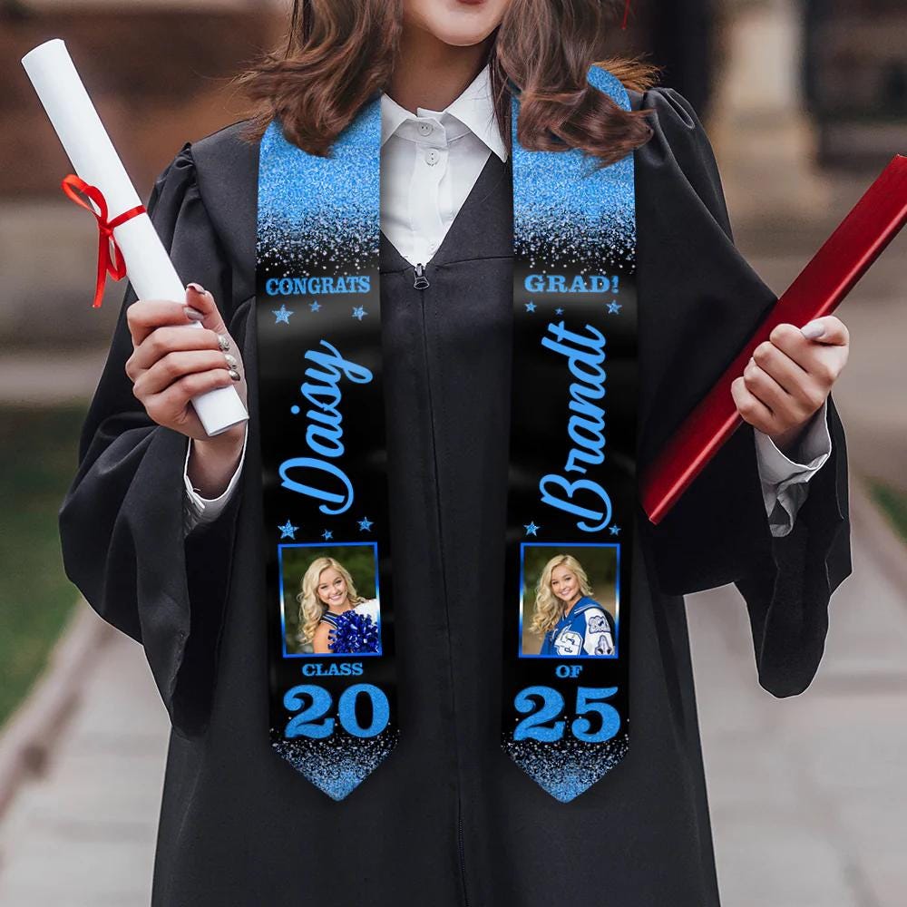 Glitter Graduation Stoles With Photo, Special Graduation Gift ...