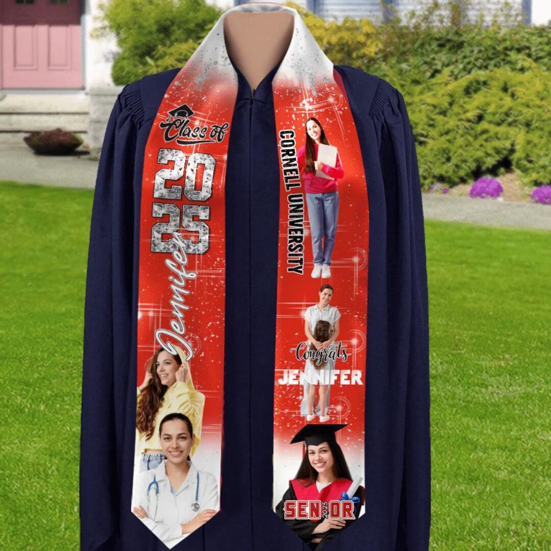 Custom Photo Congrats Glitter Graduation Stoles, Graduation Stole for ...