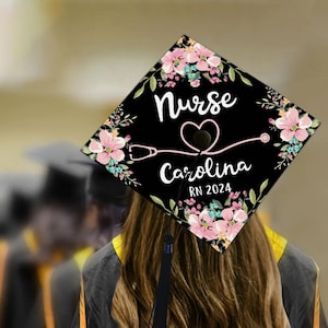 Nurse Graduation Gift Floral Theme Personalized Graduation Cap Topper ...