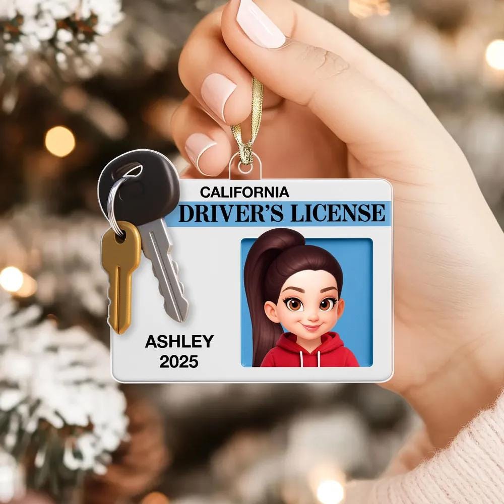 Driver's License 3D Effect - Personalized Acrylic Ornament - Christmas ...