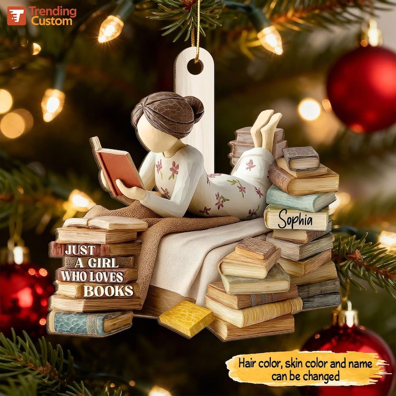 Girl Reading Ornament 3d - Etsy
