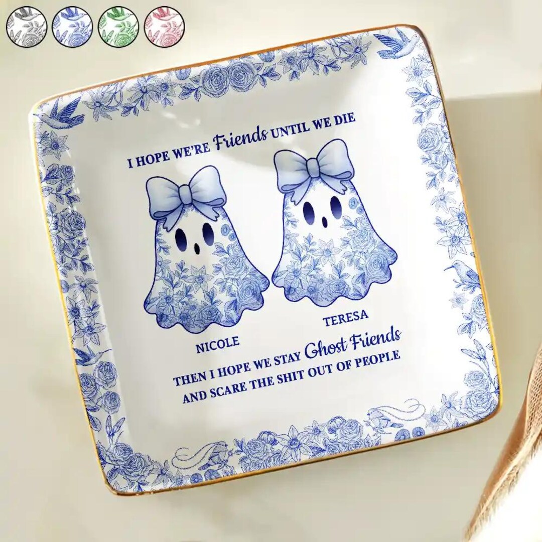 Cute Ghost Bestie Friends Until We Die Toile De Jouy Pattern ...