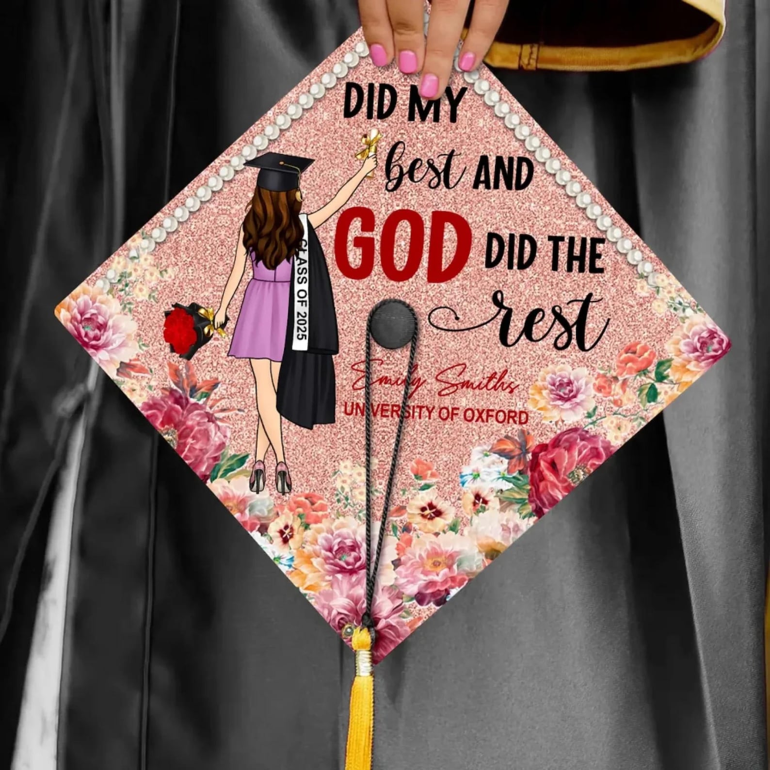 Did My Best and God Did the Rest Personalized Cap Topper, Graduation ...