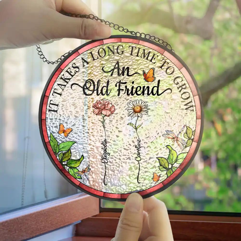 Birth Flower Grow an Old Friend Personalized Custom Stained Glass ...