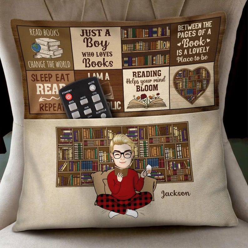 Reading My Reading Pillow - Gift for Book Lovers - Personalized Pocket ...