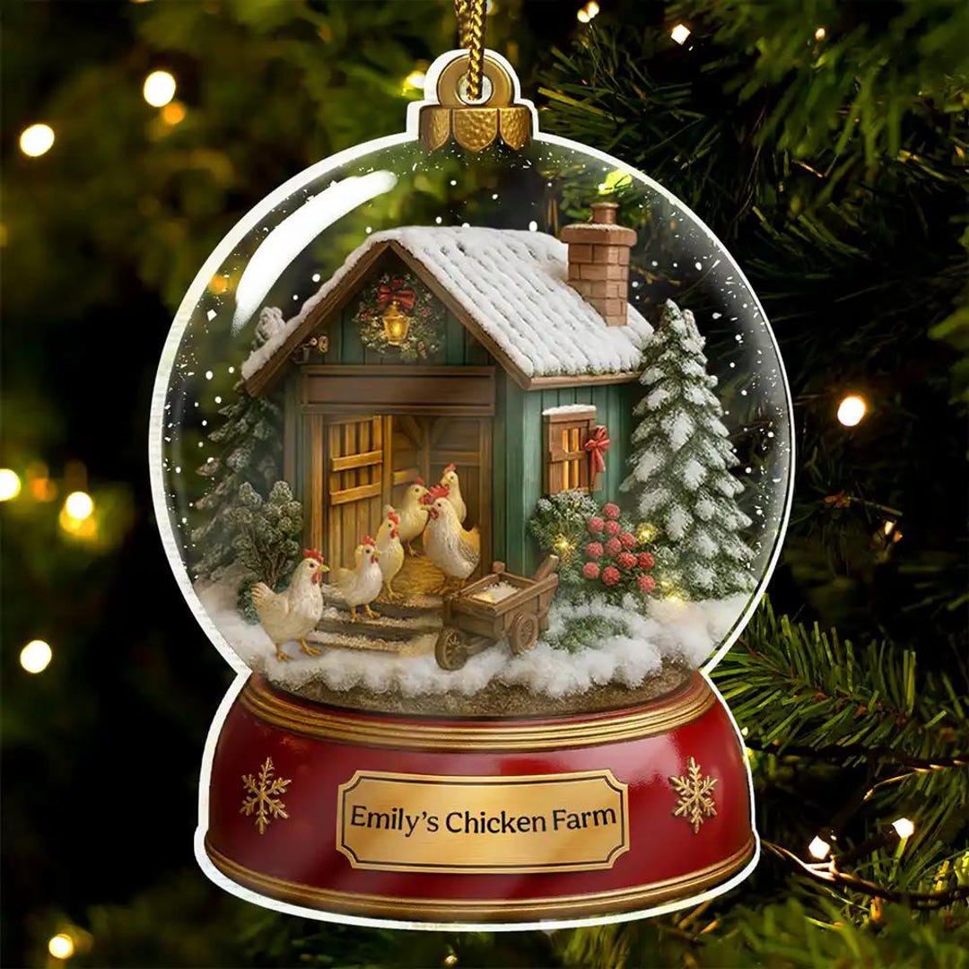 Christmas Chicken Farm Snowball - Personalized Custom Shaped Acrylic ...