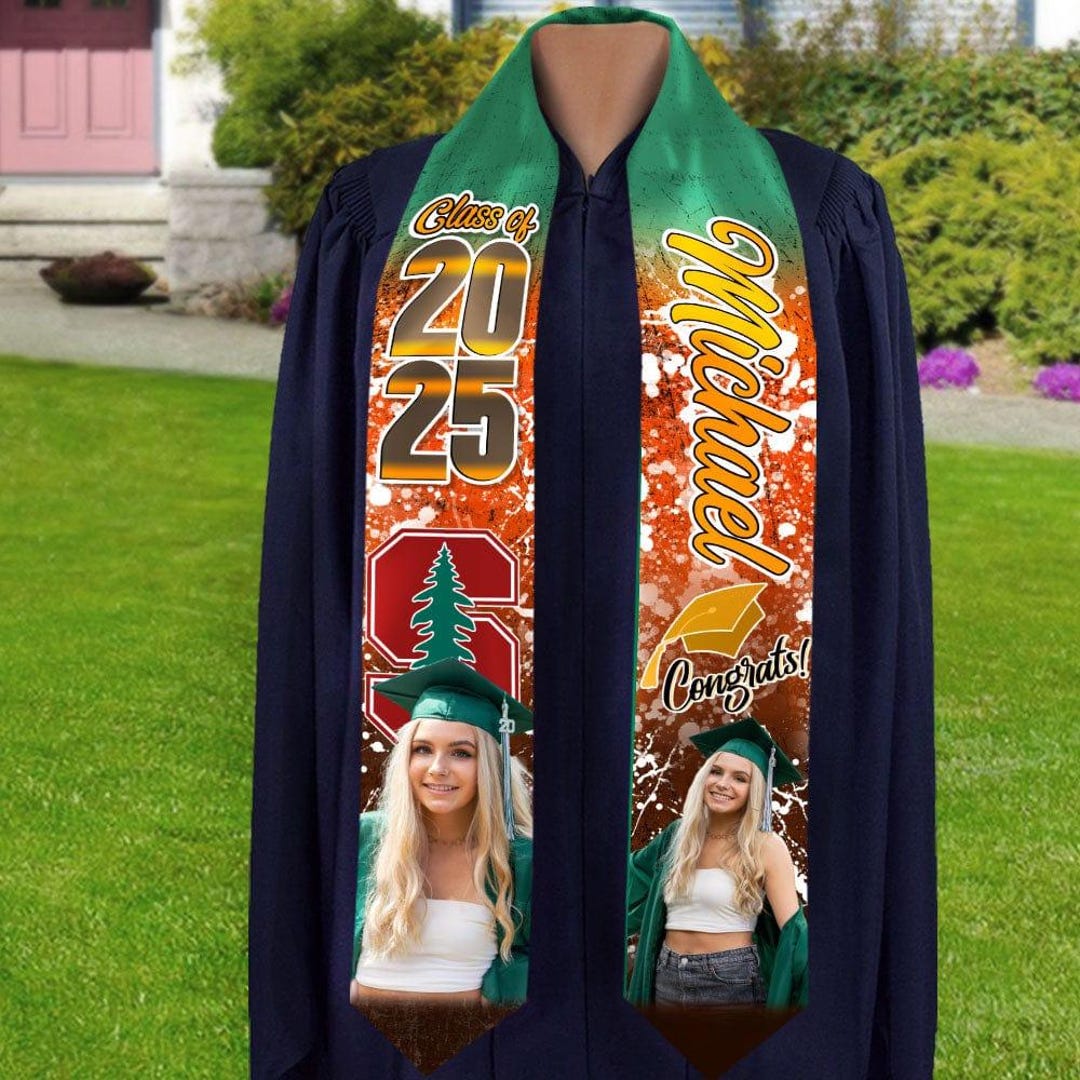 Custom Photo With Grunge Graduation Stoles 2025, Graduation Gift ...