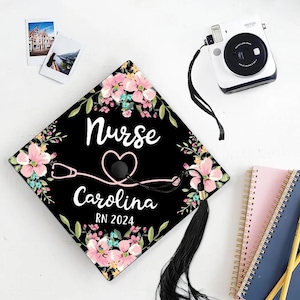 Nurse Graduation Gift Floral Theme Personalized Graduation Cap Topper ...