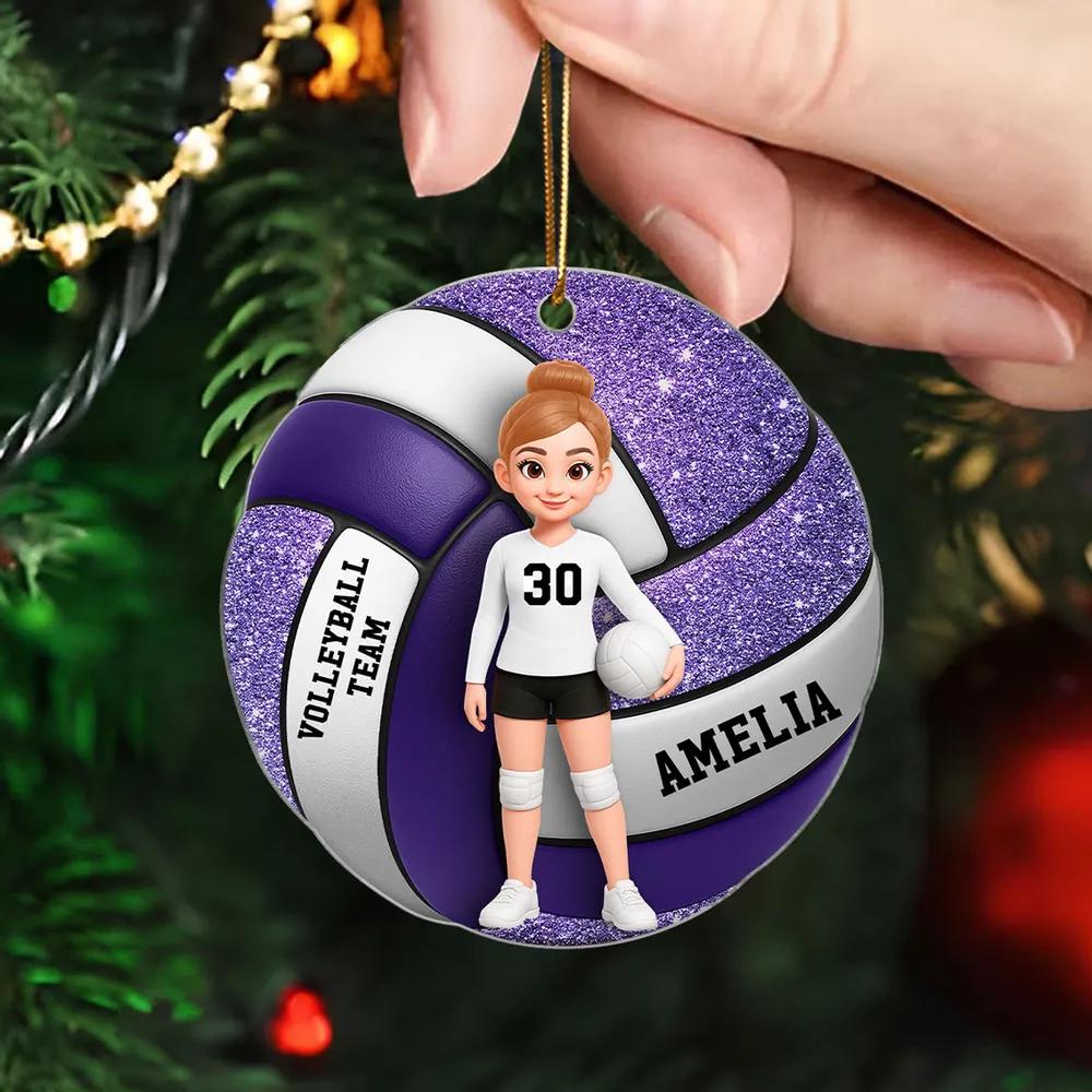 Volleyball Boy & Girl 3D Effect - Personalized Acrylic Ornament, Gift for Volleyball Girl ...