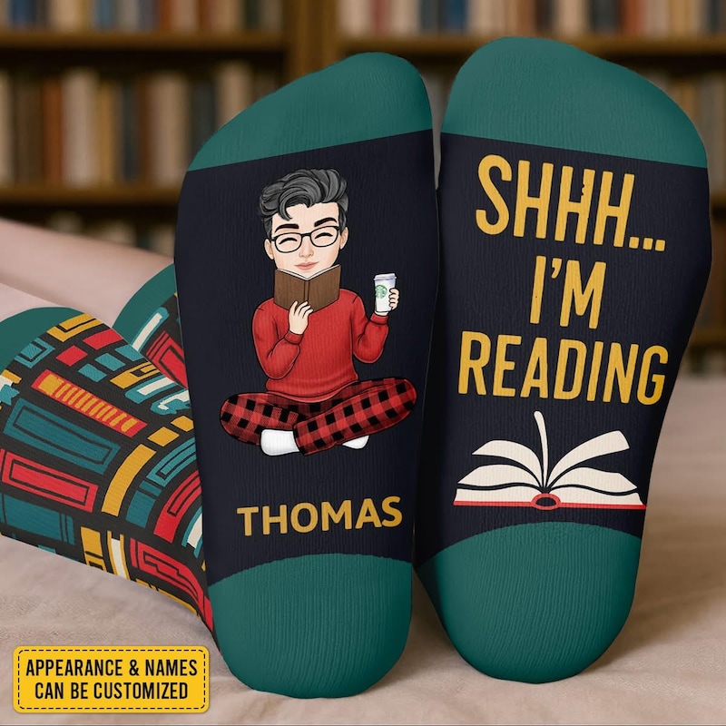 Books Reading Socks - Etsy