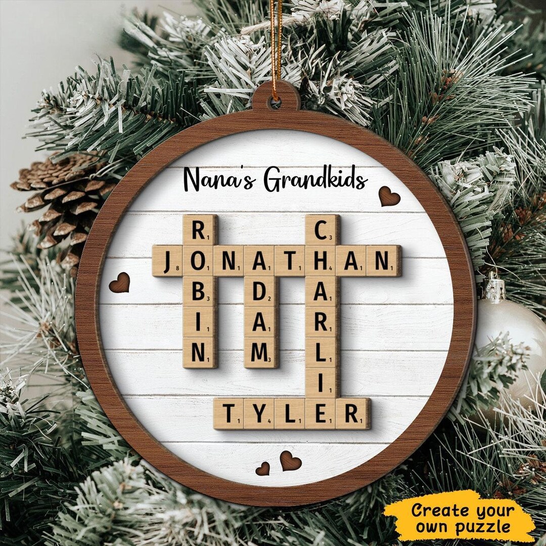 Scrabble Personalized Grandkids Names Christmas Ornaments, Custom ...
