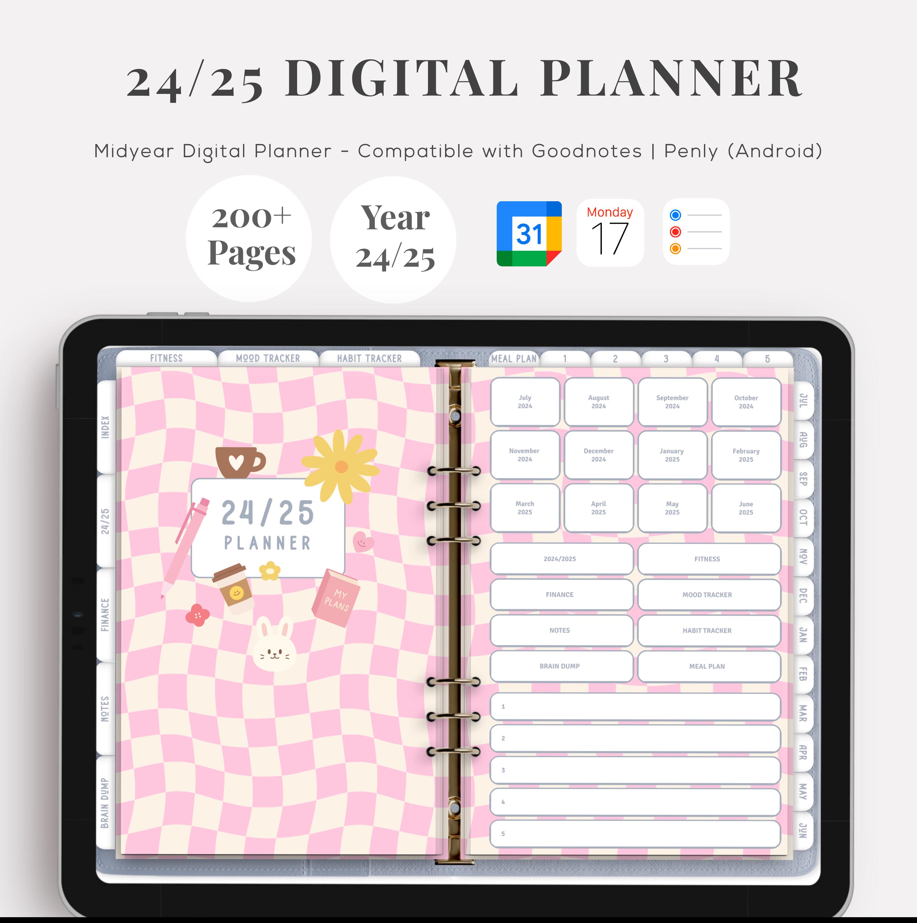 Midyear Digital Planner JULY 2024 JUN 2025 PASTEL MHCA0101 - Etsy