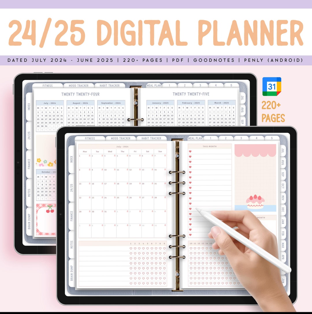 Midyear Digital Planner JULY 2024 JUN 2025 PASTEL - Etsy