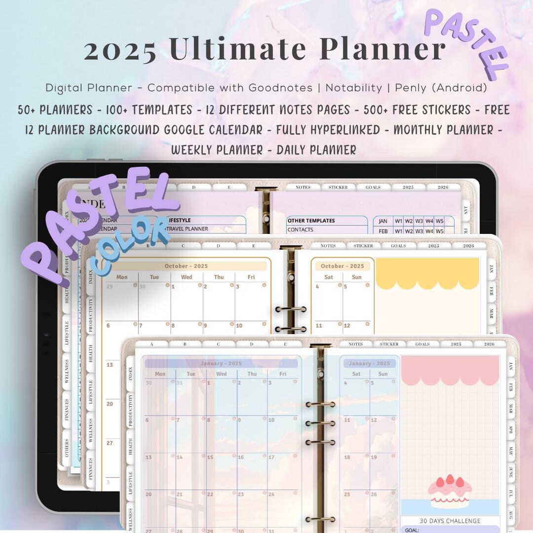 2025 Ultimate Digital Planner - Pastel Theme - Etsy