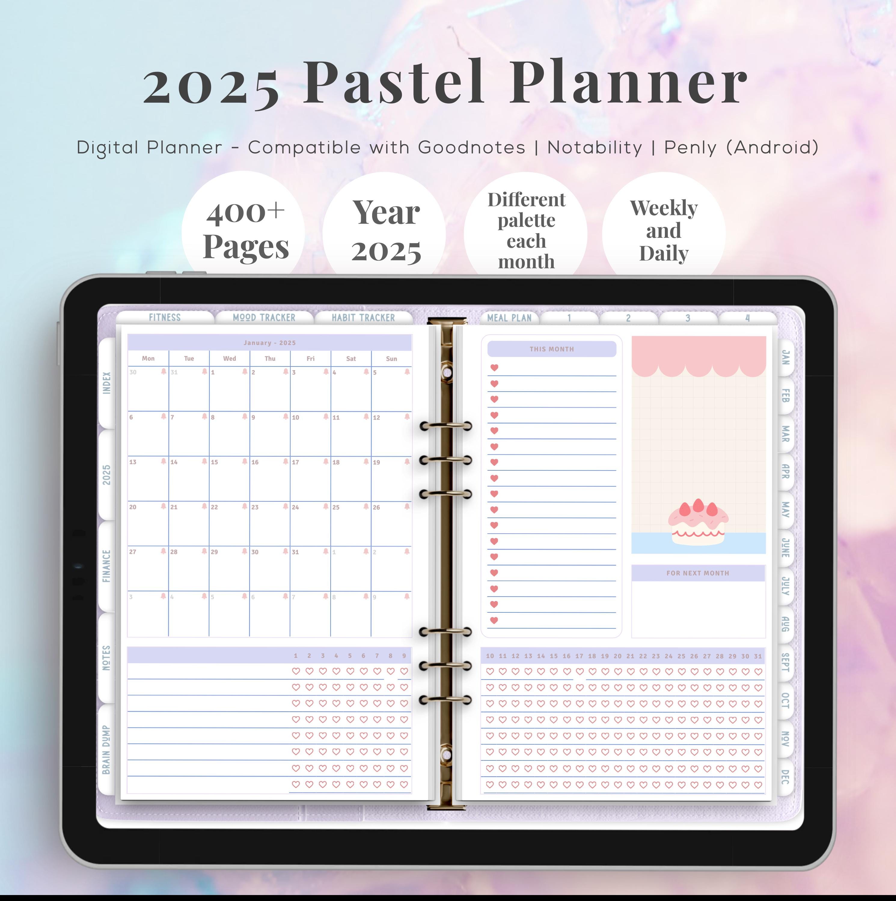 2025 Pastel Digital Planner, Monthly Planner, Weekly Planner, Daily ...