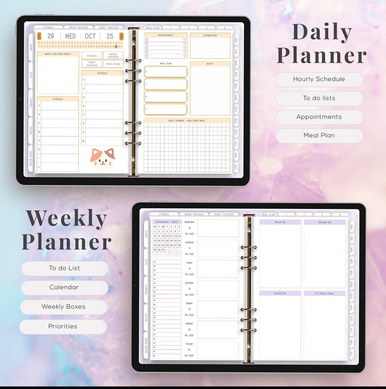 2025 Pastel Digital Planner, Monthly Planner, Weekly Planner, Daily ...