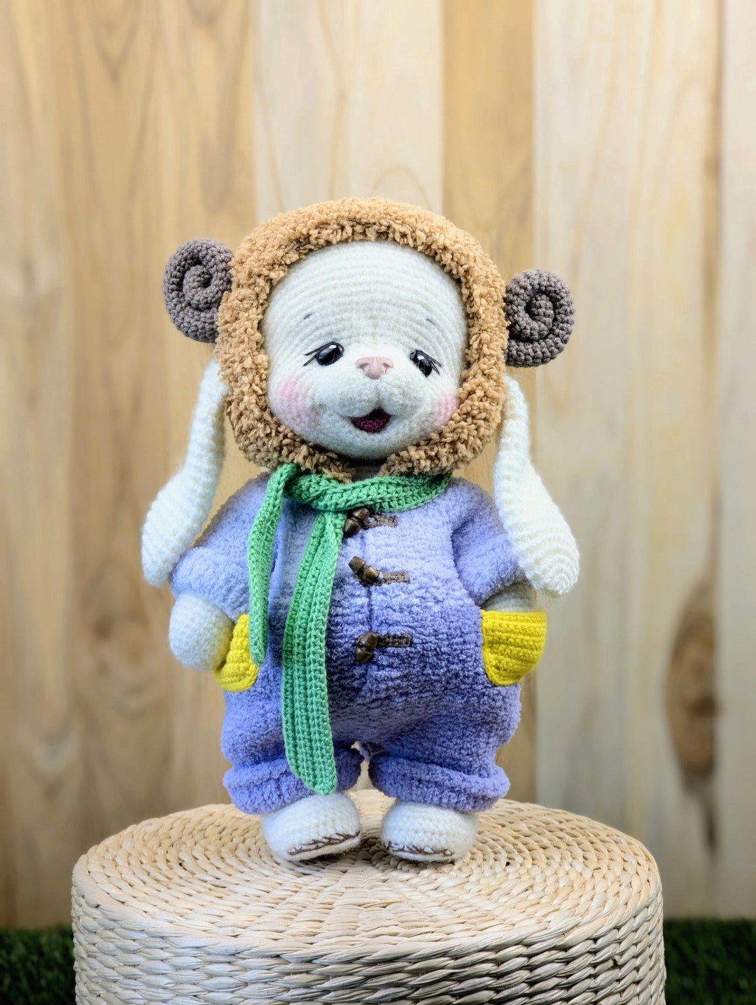 Exclusive Crochet Bunny in a Ram Costume, Single Copy Knitting Toy ...