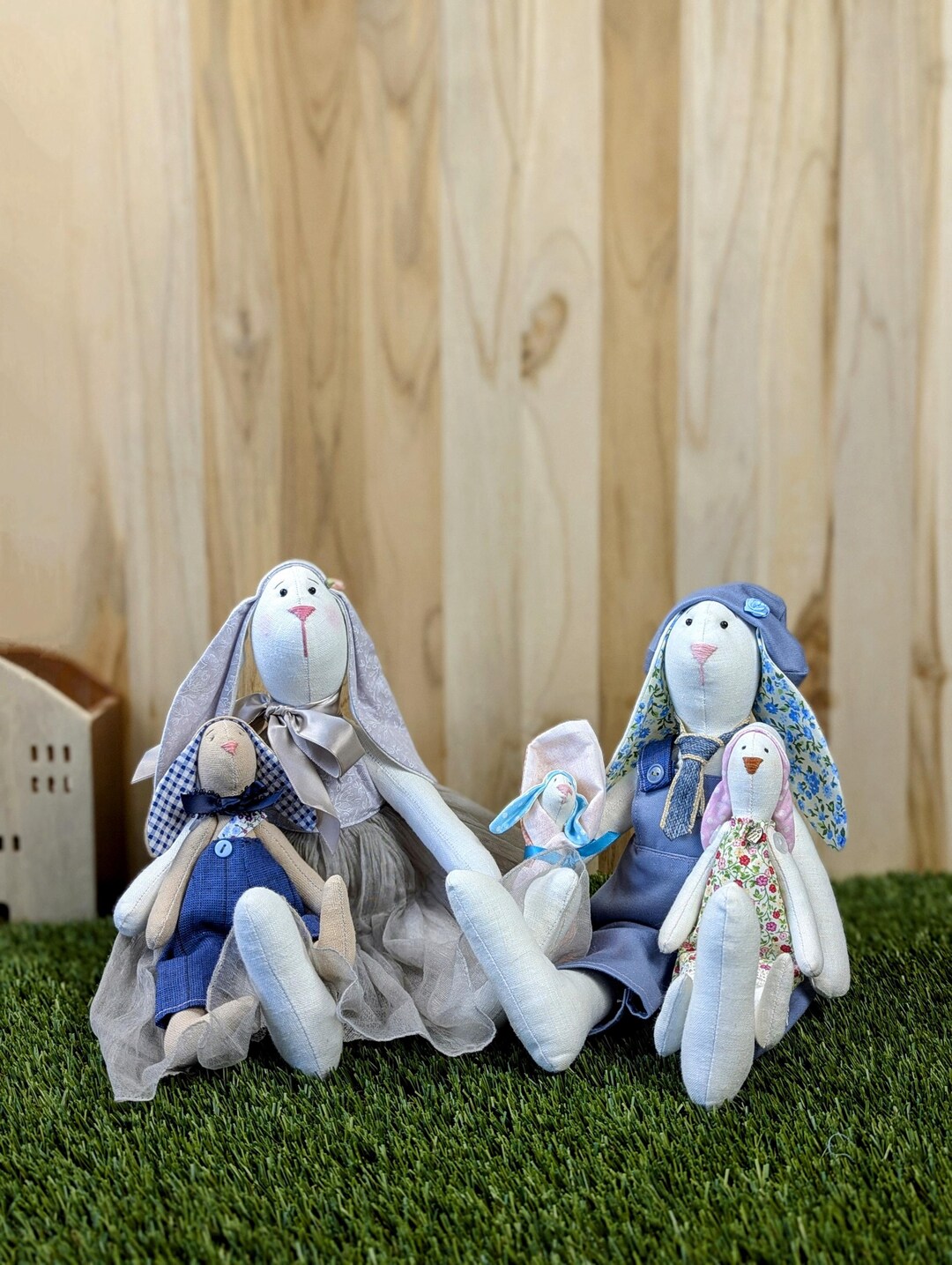 Handmade Linen Rabbit Family: Heirloom Stuffed Animal Set - Etsy