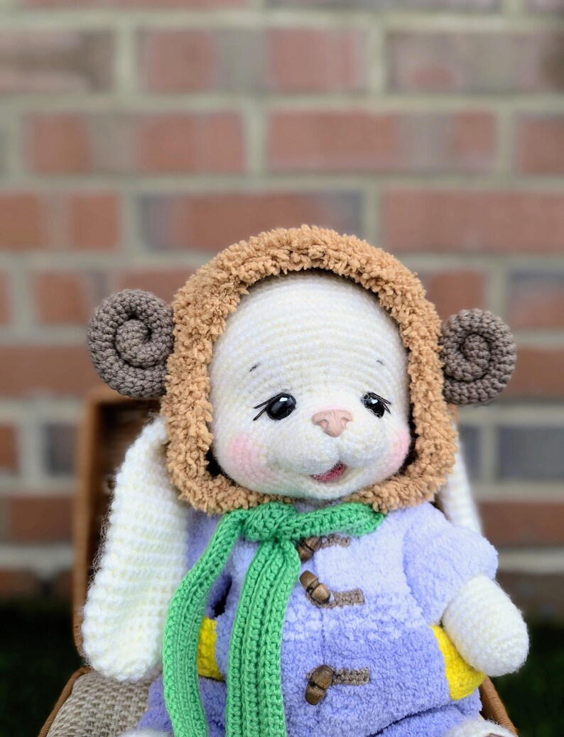 Exclusive Crochet Bunny in a Ram Costume, Single Copy Knitting Toy ...