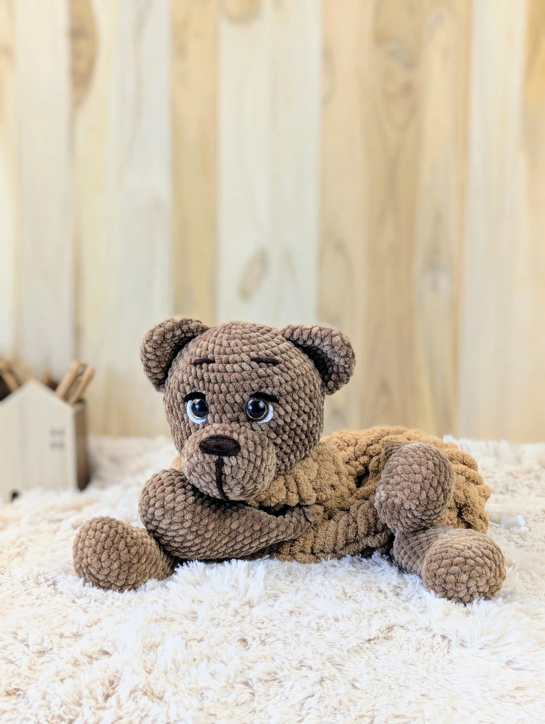 Handmade Plush Crochet Bear Pajama Bag, Plush Sleeping Toy, Pajama ...