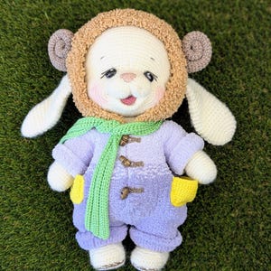 Exclusive Crochet Bunny in a Ram Costume, Single Copy Knitting Toy ...