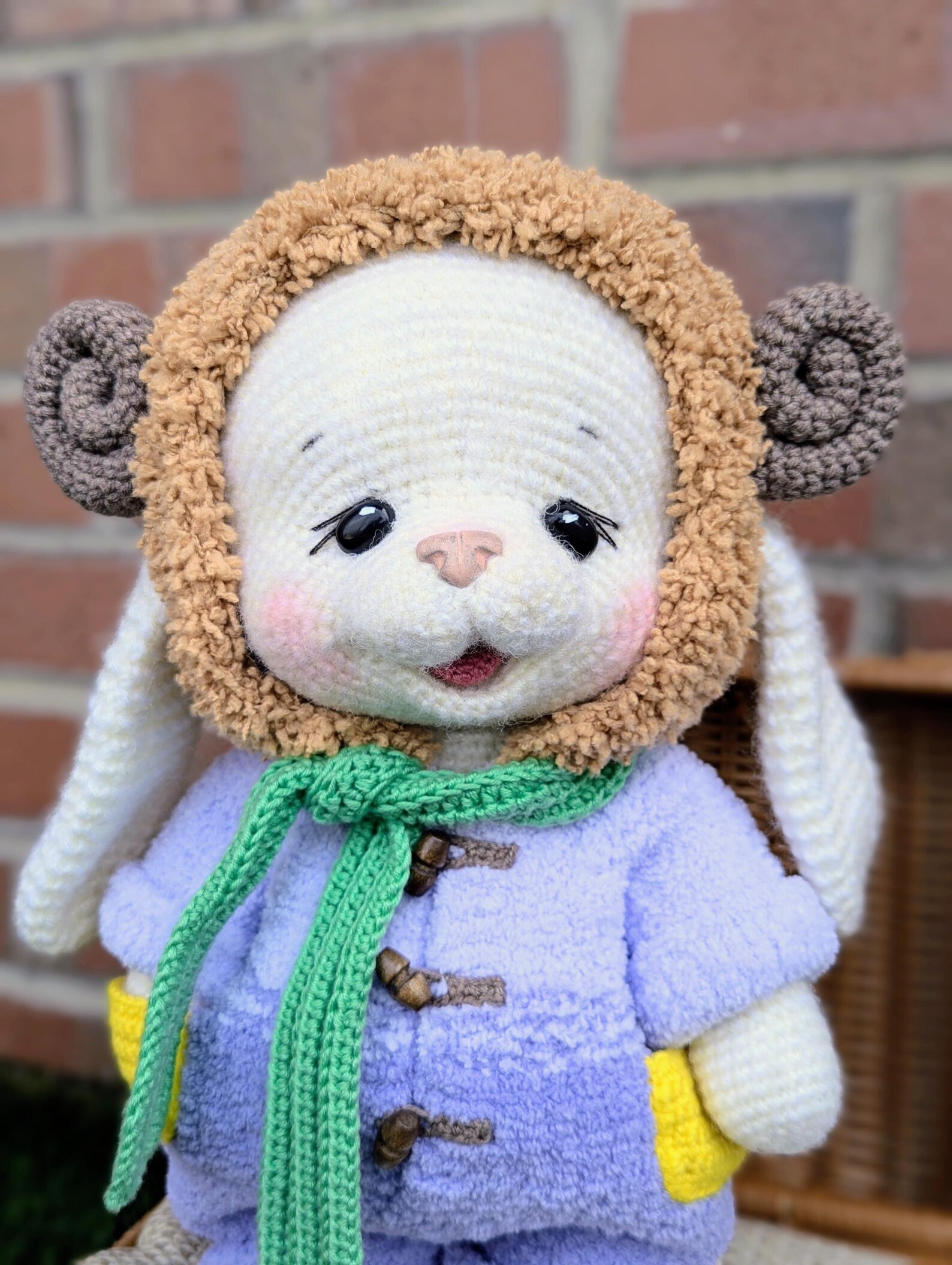 Exclusive Crochet Bunny in a Ram Costume, Single Copy Knitting Toy ...