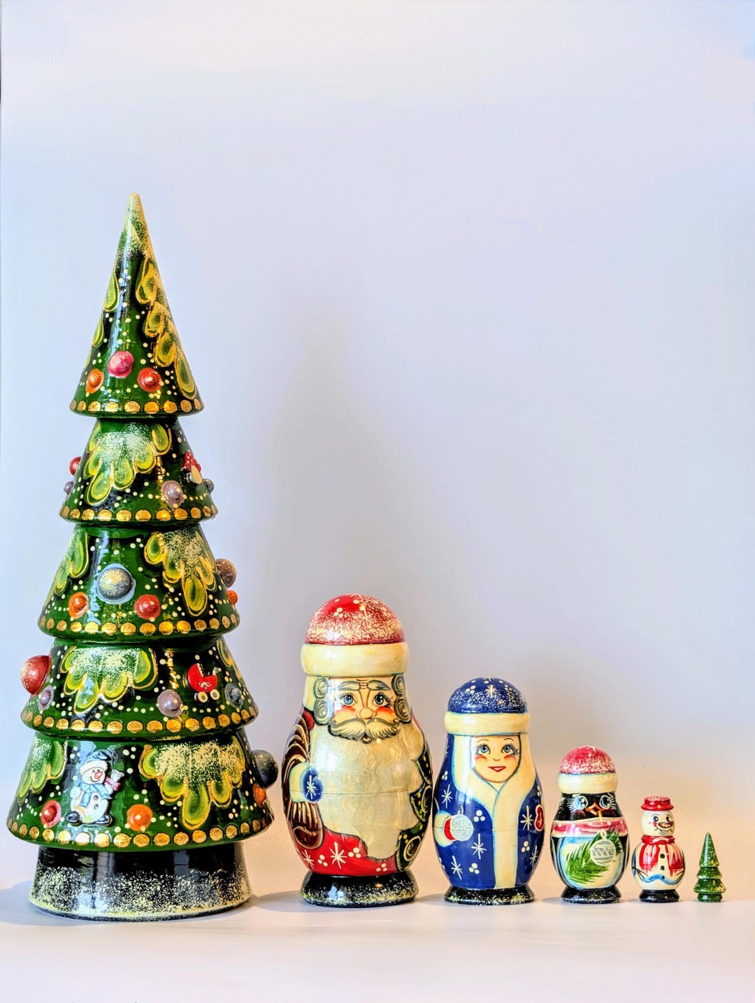 Handmade Christmas Nesting Doll Set: Wooden Matryoshka Ornament, 6pc - Etsy