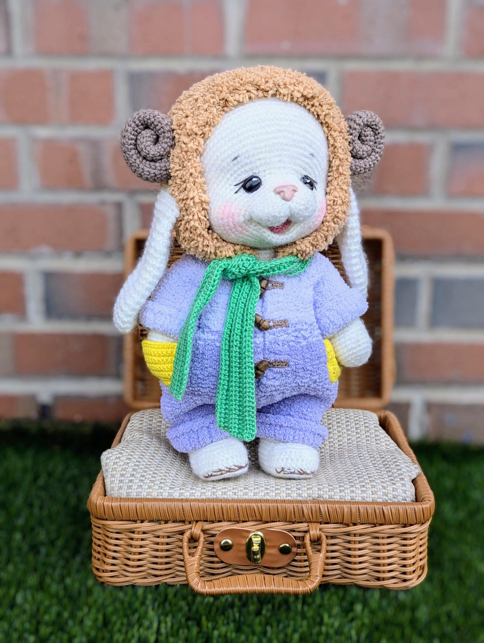 Exclusive Crochet Bunny in a Ram Costume, Single Copy Knitting Toy ...