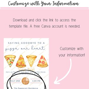 Going Away Party Saying Goodbye to a Pizza Our Heart Digital Invitation ...